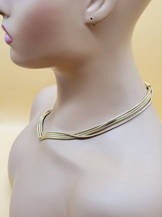 Vintage 4 strand gold tone snake chain necklace - Gem