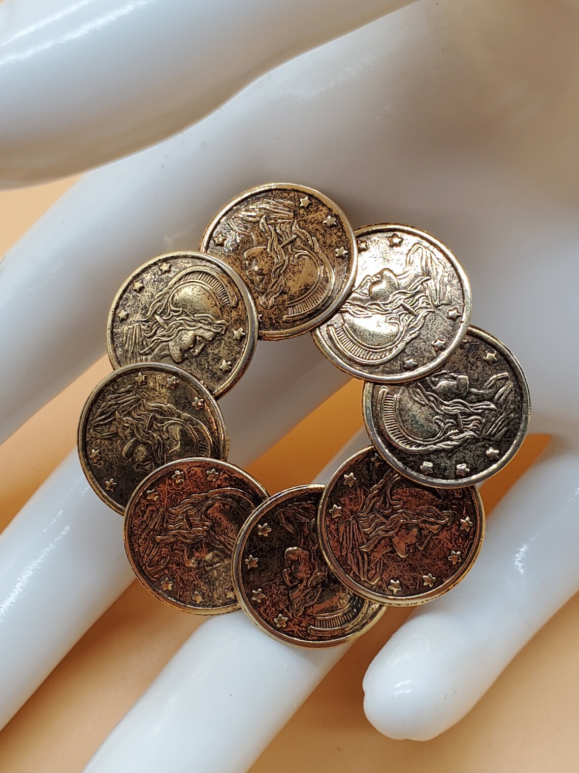 Vintage Faux Roman Coin Wreath Brooch - Etsy