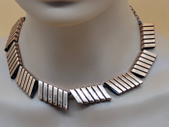 Vintage Renior copper slitted panel link choker neckl… - Gem