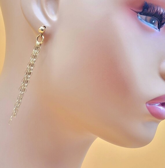 Vintage sterling Vermeil dangling chain tassel style … - Gem