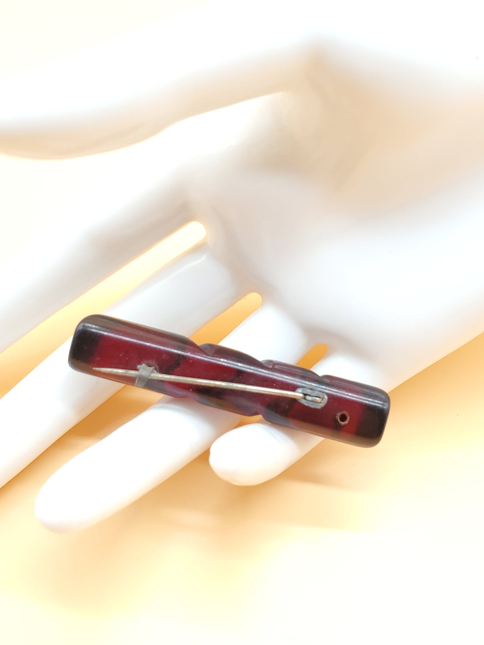 Vintage Red Cherry Carved Bakelite Bar Brooch - Etsy