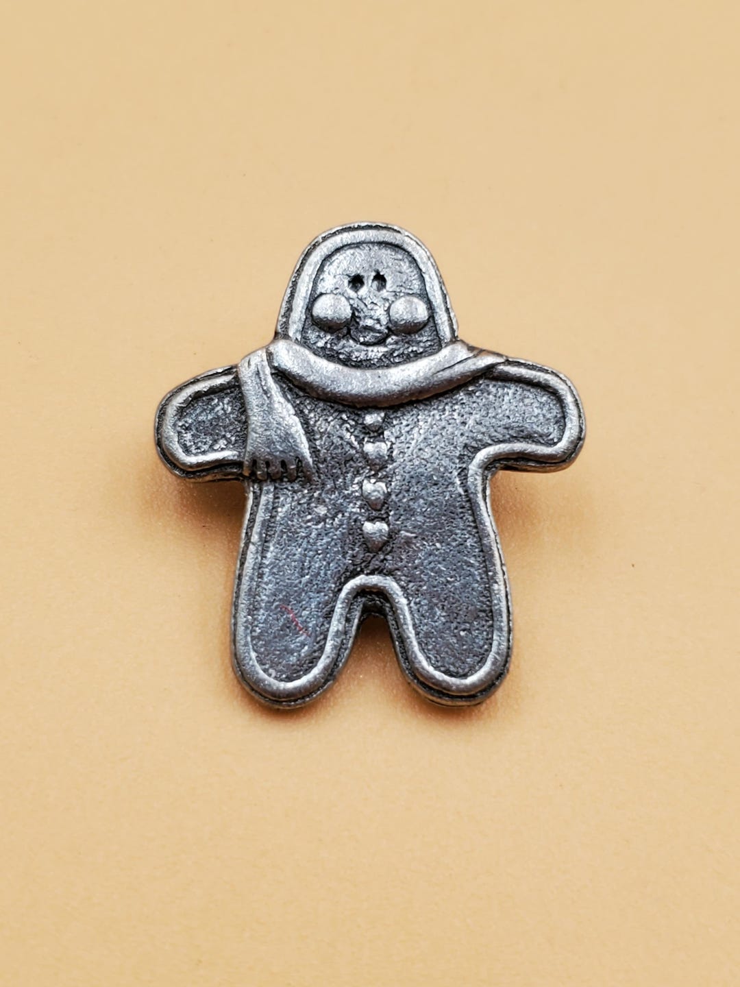 Vintage Pewter Gingerbread Man With Scarf Pin, 2002 Quick Cooking ...