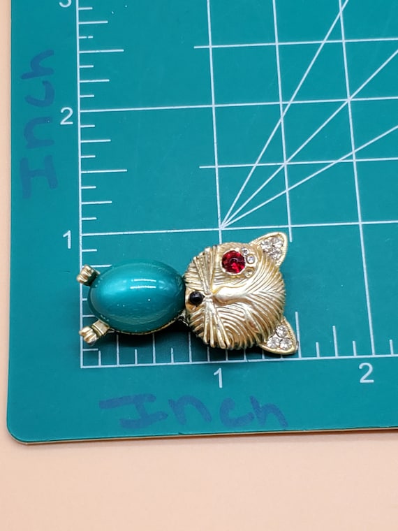 Vintage Jelly Belly Rhinestone Cat Brooch Gem