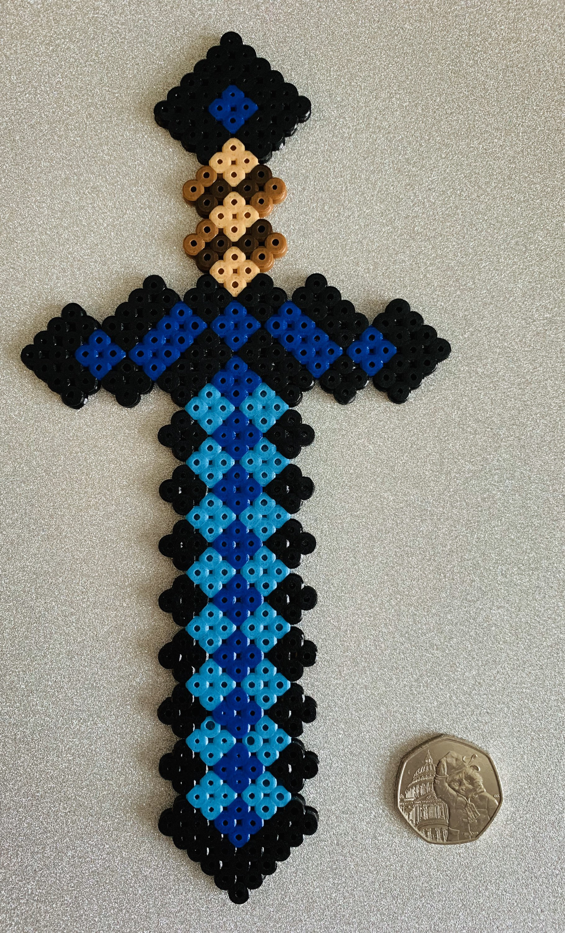 Handmade Minecraft Themed Big Blue Diamond Sword Cake Topper - Etsy UK