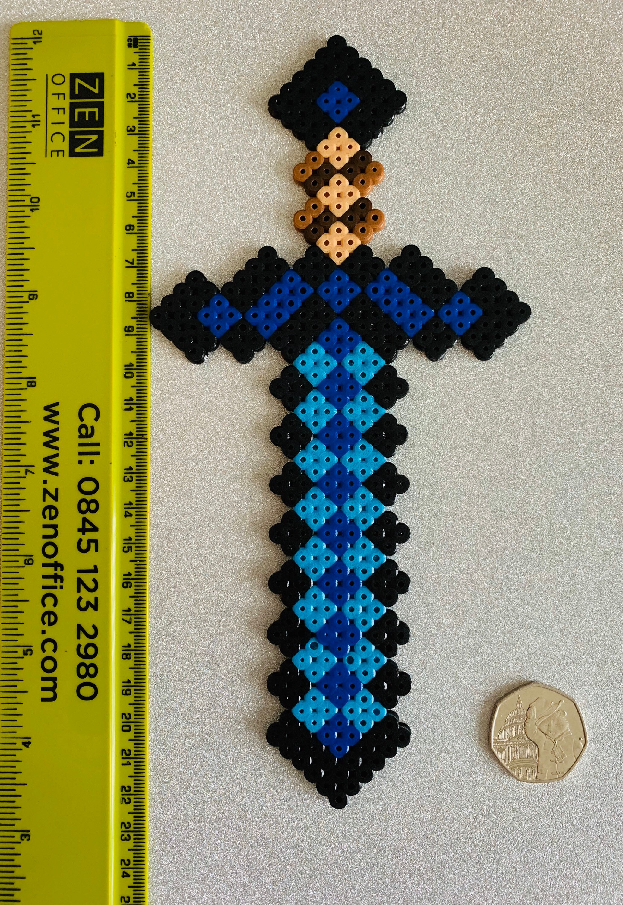 Handmade Minecraft Themed Big Blue Diamond Sword Cake Topper - Etsy UK