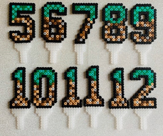 Handmade Minecraft Themed Numbered Cake Toppers | Etsy