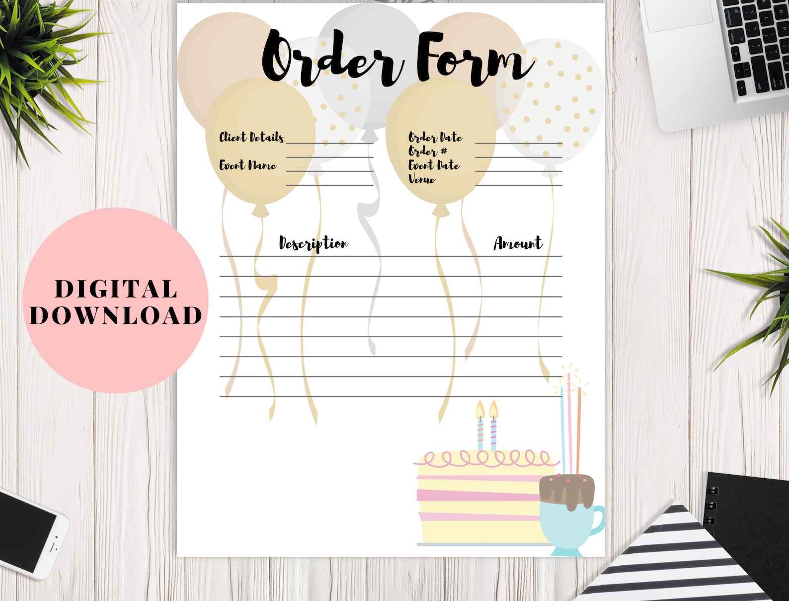 Event Planning Order Form Template, Editable PDF Download - Party ...