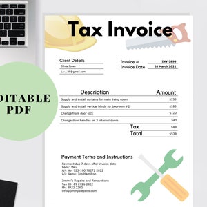 Handyman Business Invoice Template, Receipt Template and Quotation Form ...