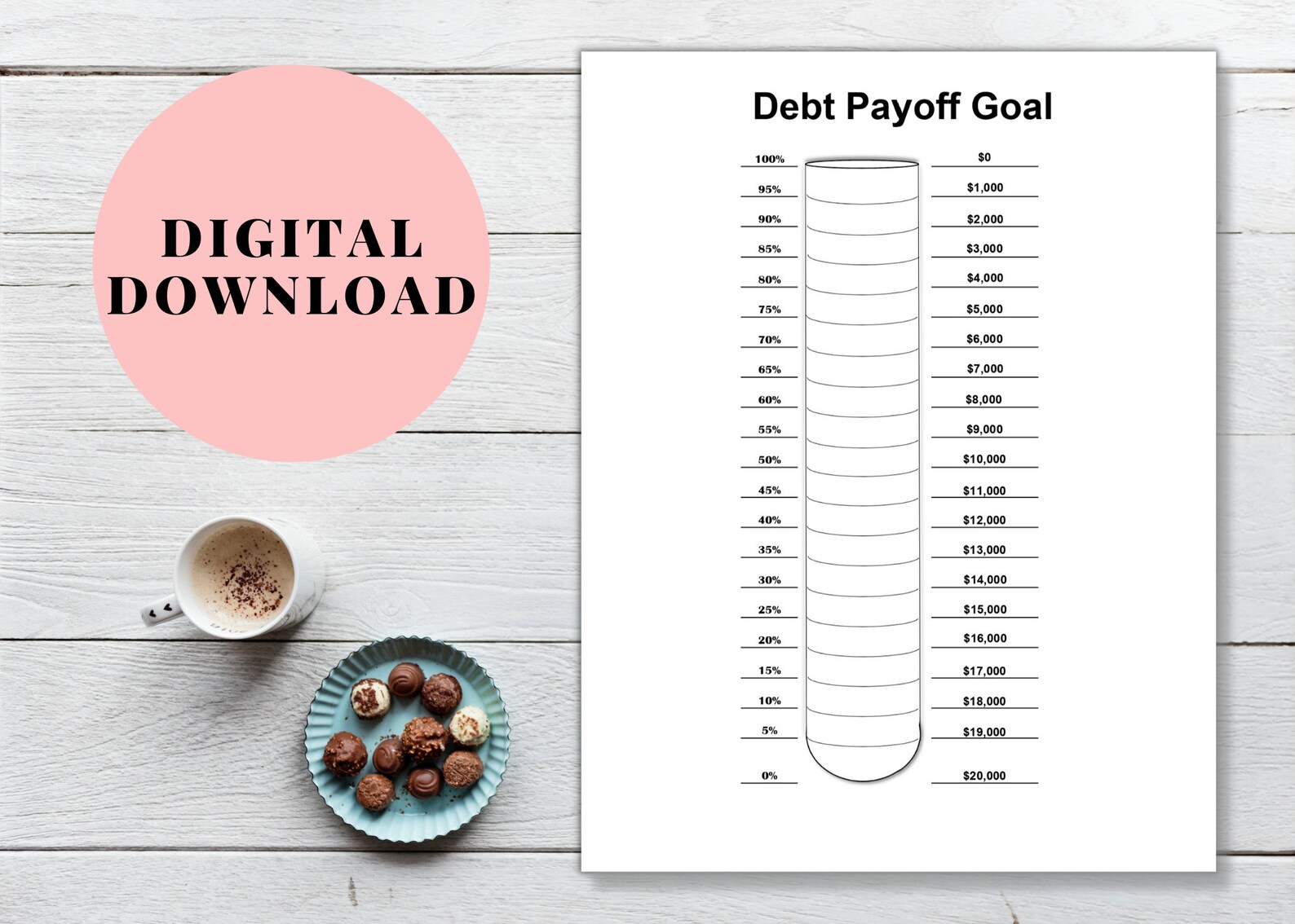 Editable PDF Debt Thermometer/debt Tracker, Printable Debt Payoff ...
