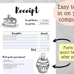 Cake Business Receipt Template, Cake Store Receipt Template, Cake Shop ...