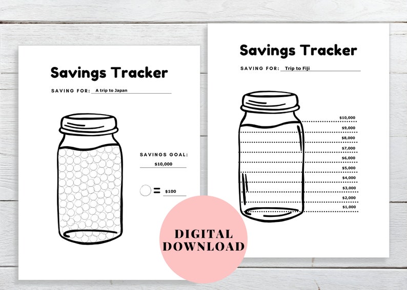 Printable Savings Jar Tracker, Printable Savings Tracker, Editable PDF ...