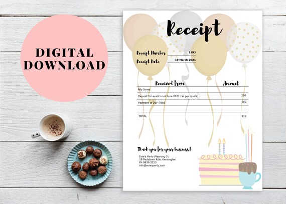 Event Planning Receipt Template Editable PDF Download Party - Etsy