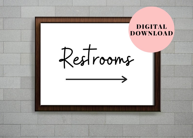 Restroom Sign With Arrow, Printable Bathroom Direction (digital ...