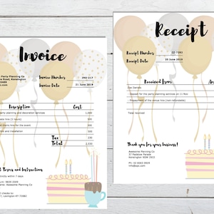Event Planning Invoice Template and Receipt Template Bundle - Editable ...