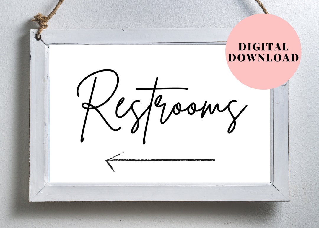 Restroom Sign With Arrow, Printable Bathroom Directions (digital ...