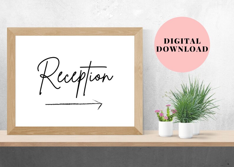 Printable Reception Sign With Arrow, Printable Wedding Reception Sign ...
