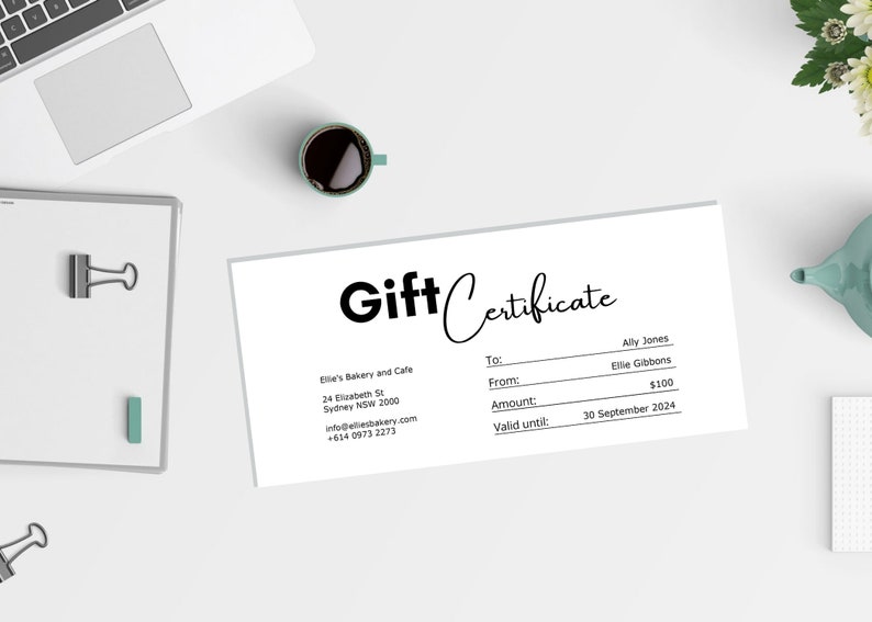 Gift Certificate Printable Template, Small Business Gift Card Template ...