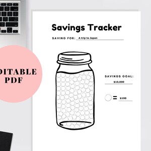 Printable Savings Jar Tracker, Printable Savings Tracker, Editable PDF ...