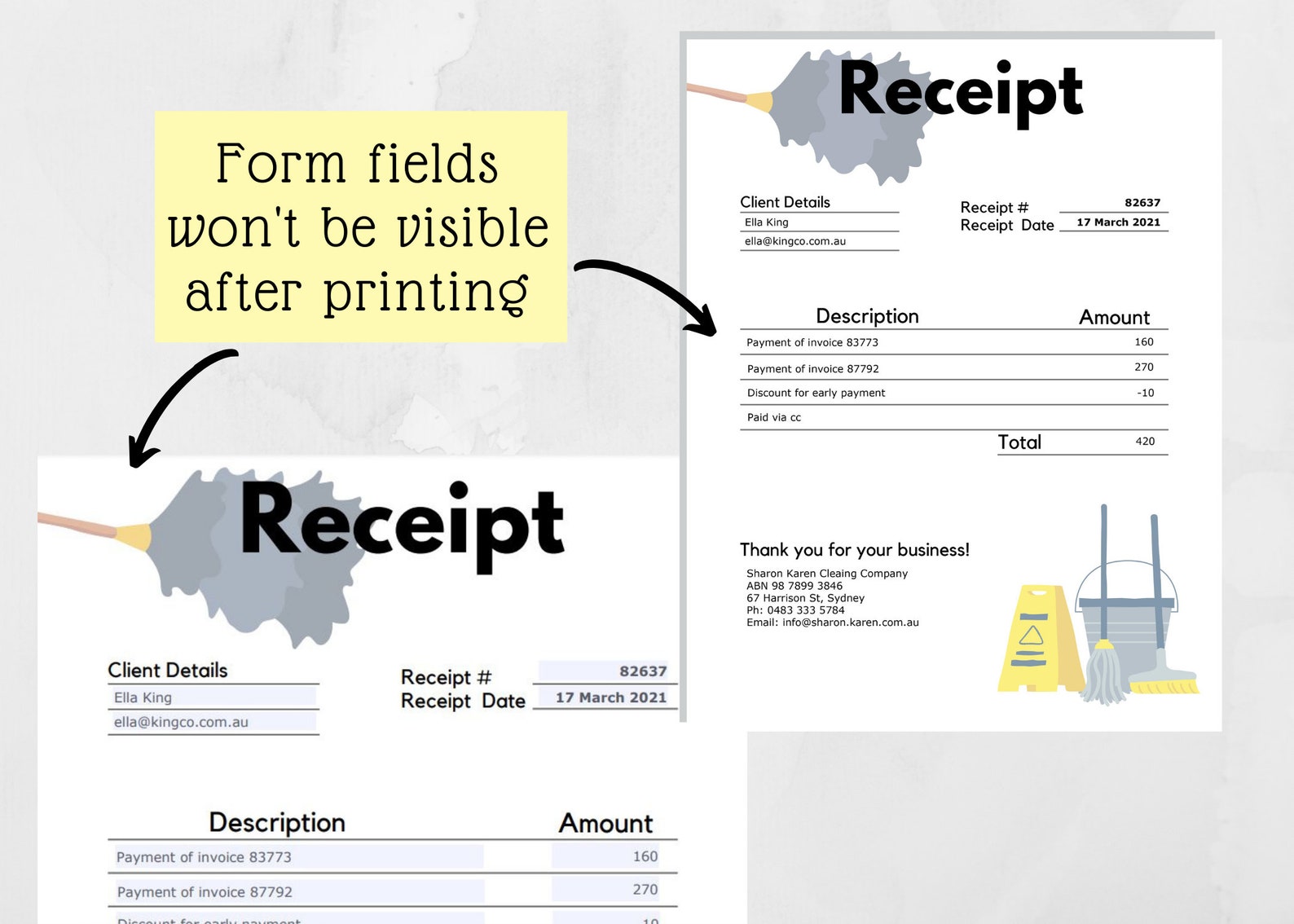 Cleaning Receipt, Cleaning Business Receipt Template, Cleaning Service ...