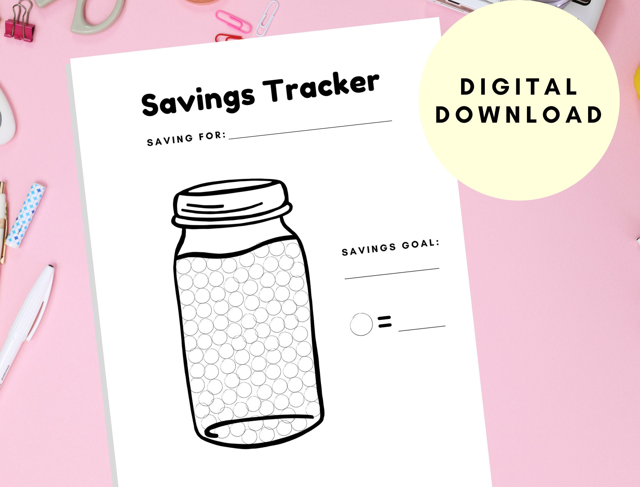 Editable PDF Savings Jar Tracker, Printable Savings Jar Tracker ...
