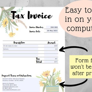 Flower Shop Invoice Template, Receipt Template, Quotation Form and ...