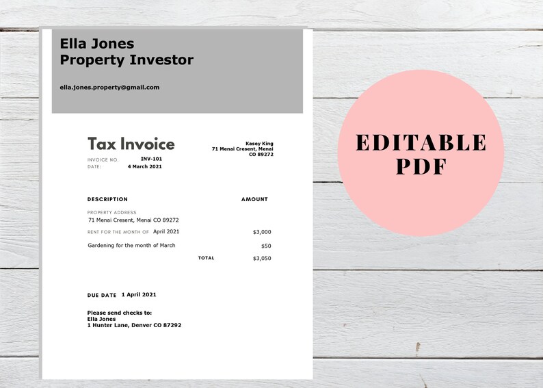 Rental Property Invoice Template, Rental Invoice for Property ...