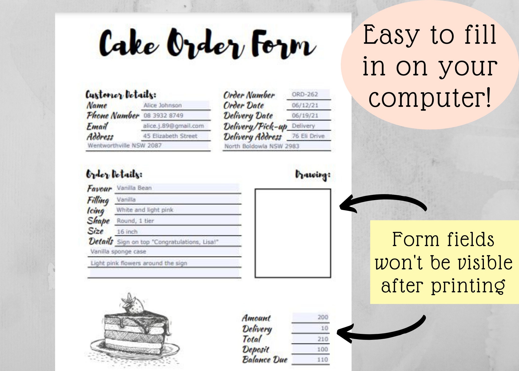 Cake Business Invoice Template Cake Shop Receipt Template and - Etsy