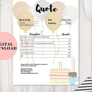 Event Planning Quote Form Template - Editable PDF, Party Planning ...