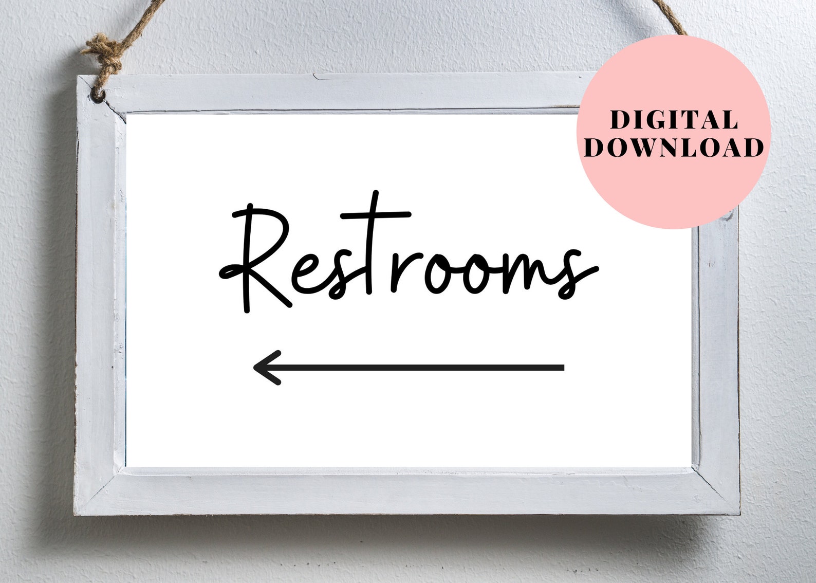 Printable Restroom Sign With Arrow Wedding Restroom Sign With - Etsy