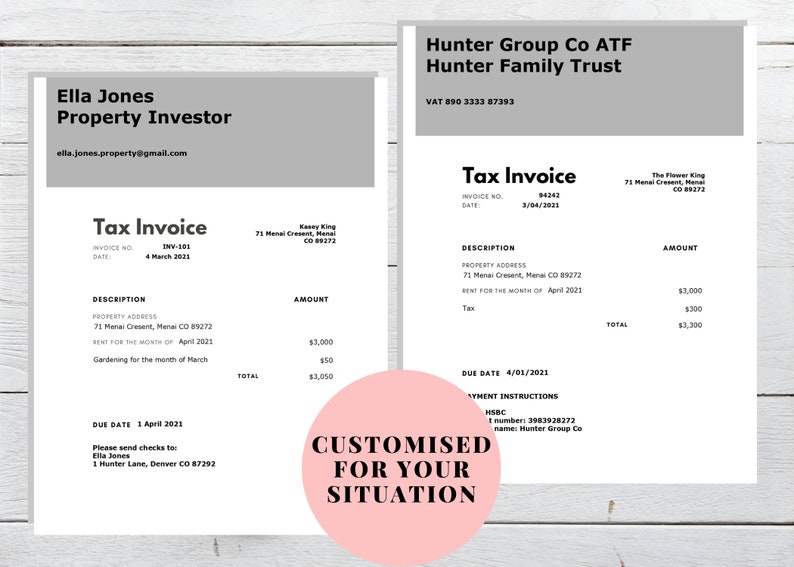Rental Property Invoice Template, Rental Invoice for Property ...