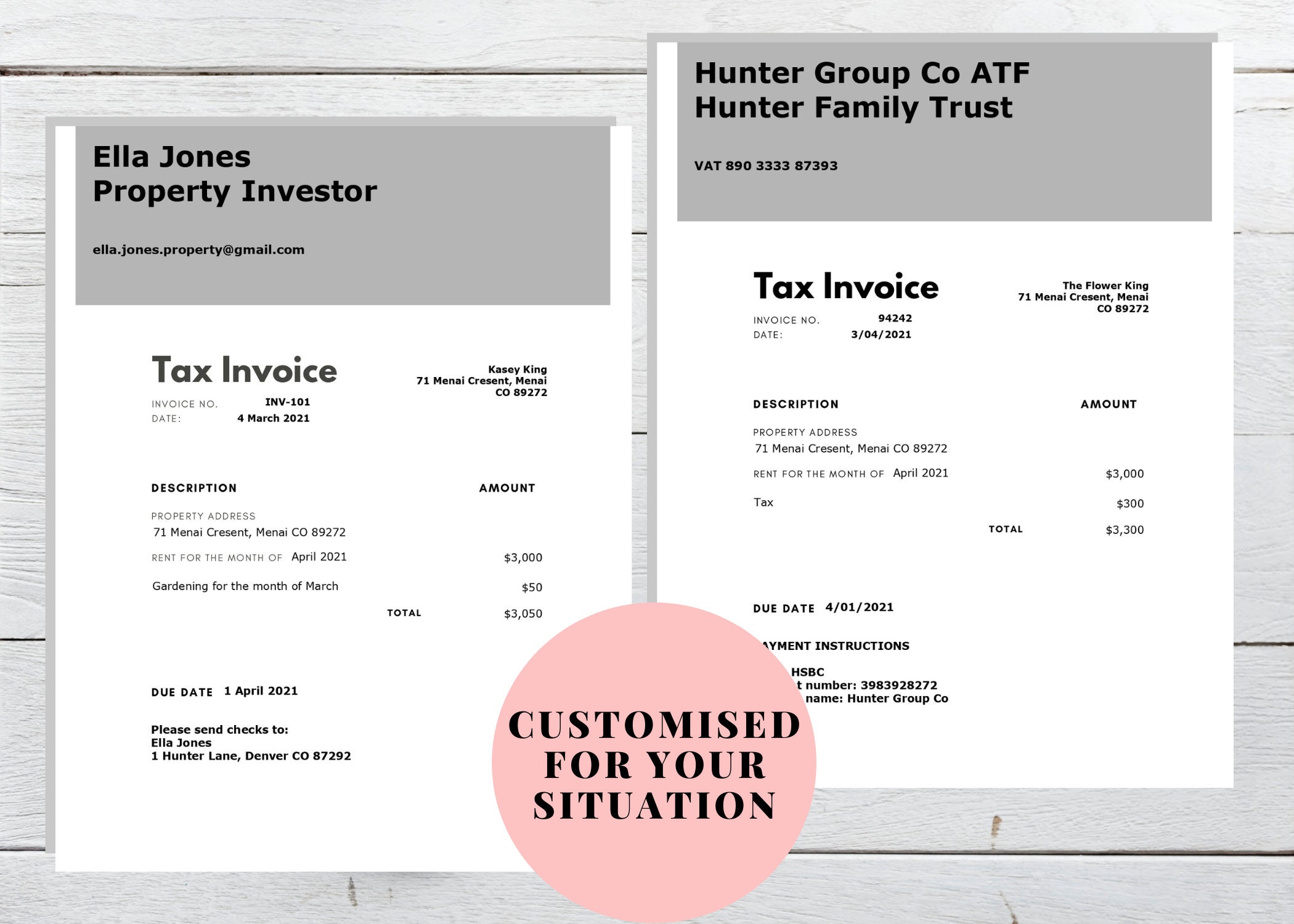 Rental Property Invoice Template, Rental Invoice for Property ...