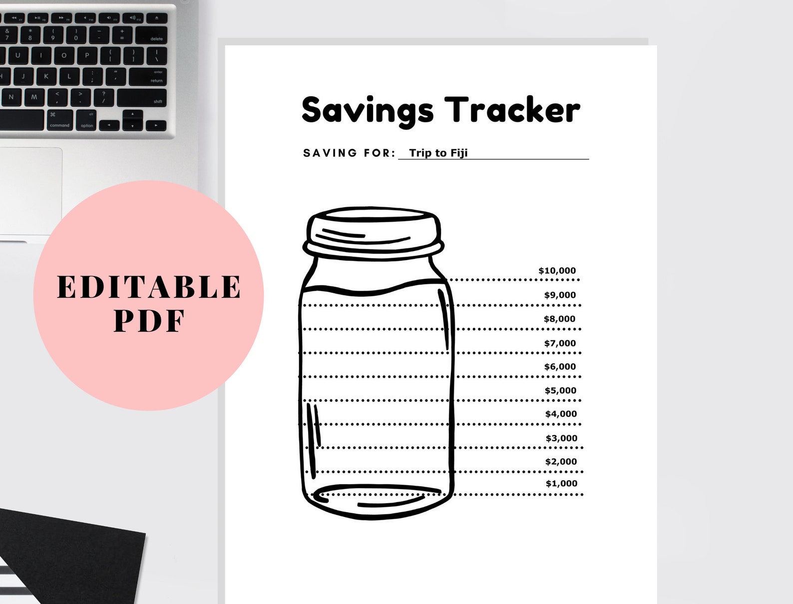 Printable Savings Jar Tracker, Printable Savings Tracker, Editable PDF ...