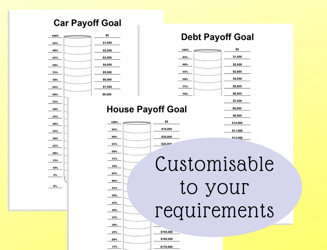 Editable PDF Debt Thermometer/debt Tracker, Printable Debt Payoff ...
