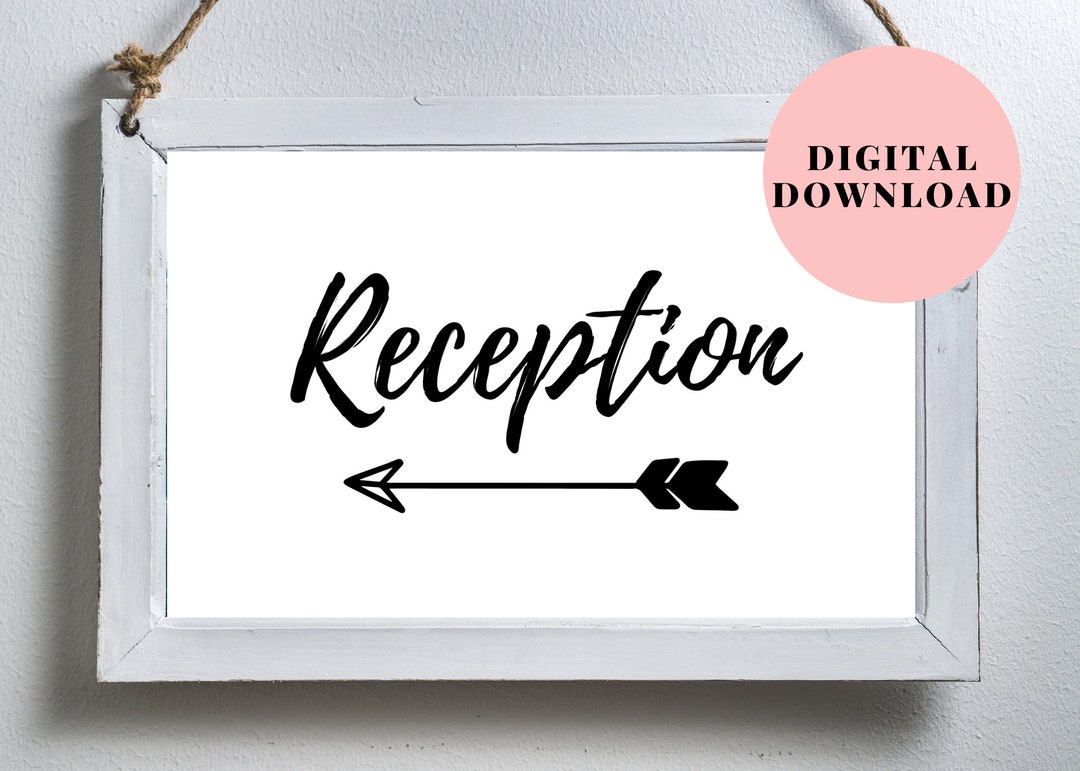 Printable Reception Sign With Arrow, Printable Wedding Reception Sign ...