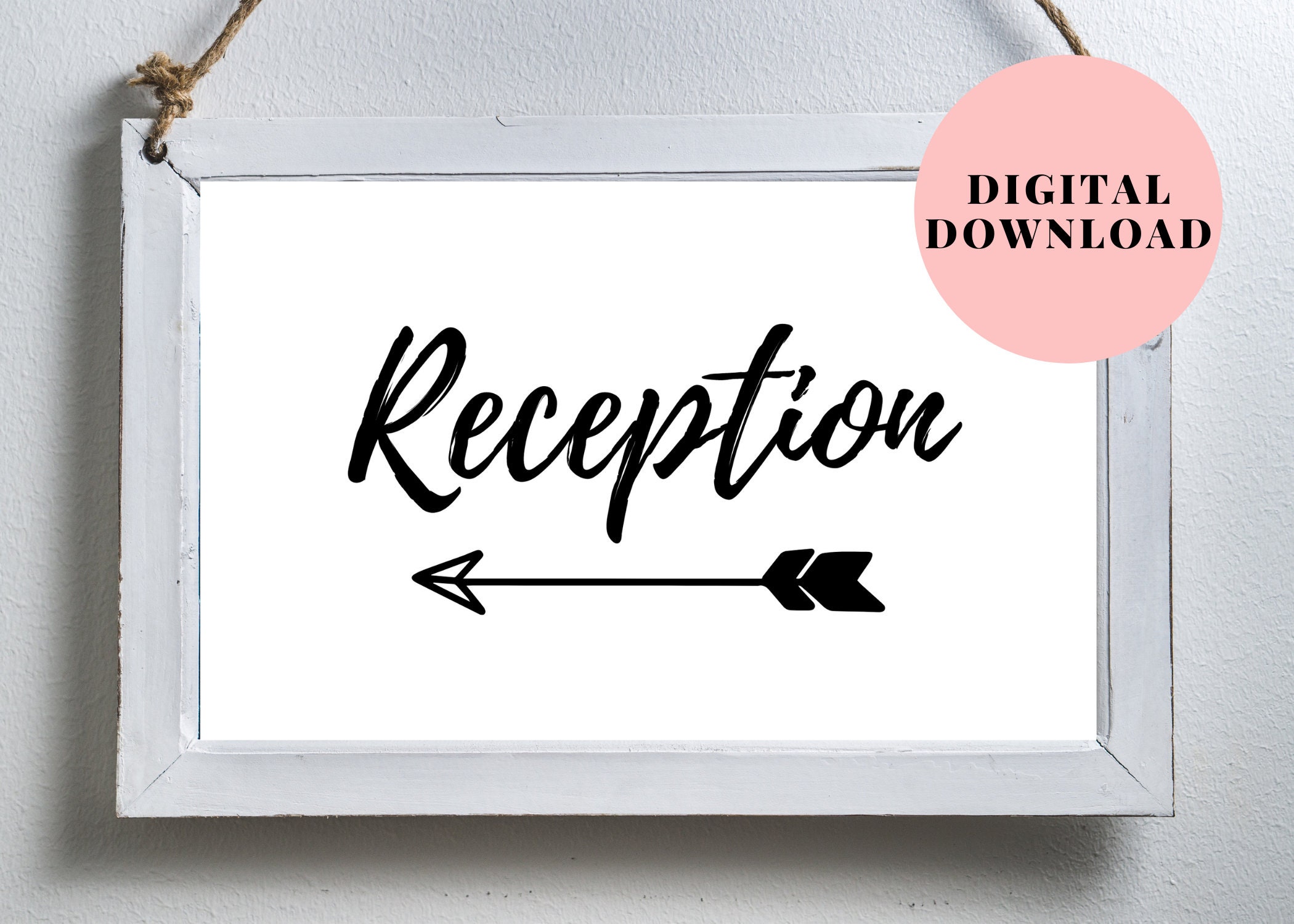 Printable Reception Sign With Arrow, Printable Wedding Reception Sign ...