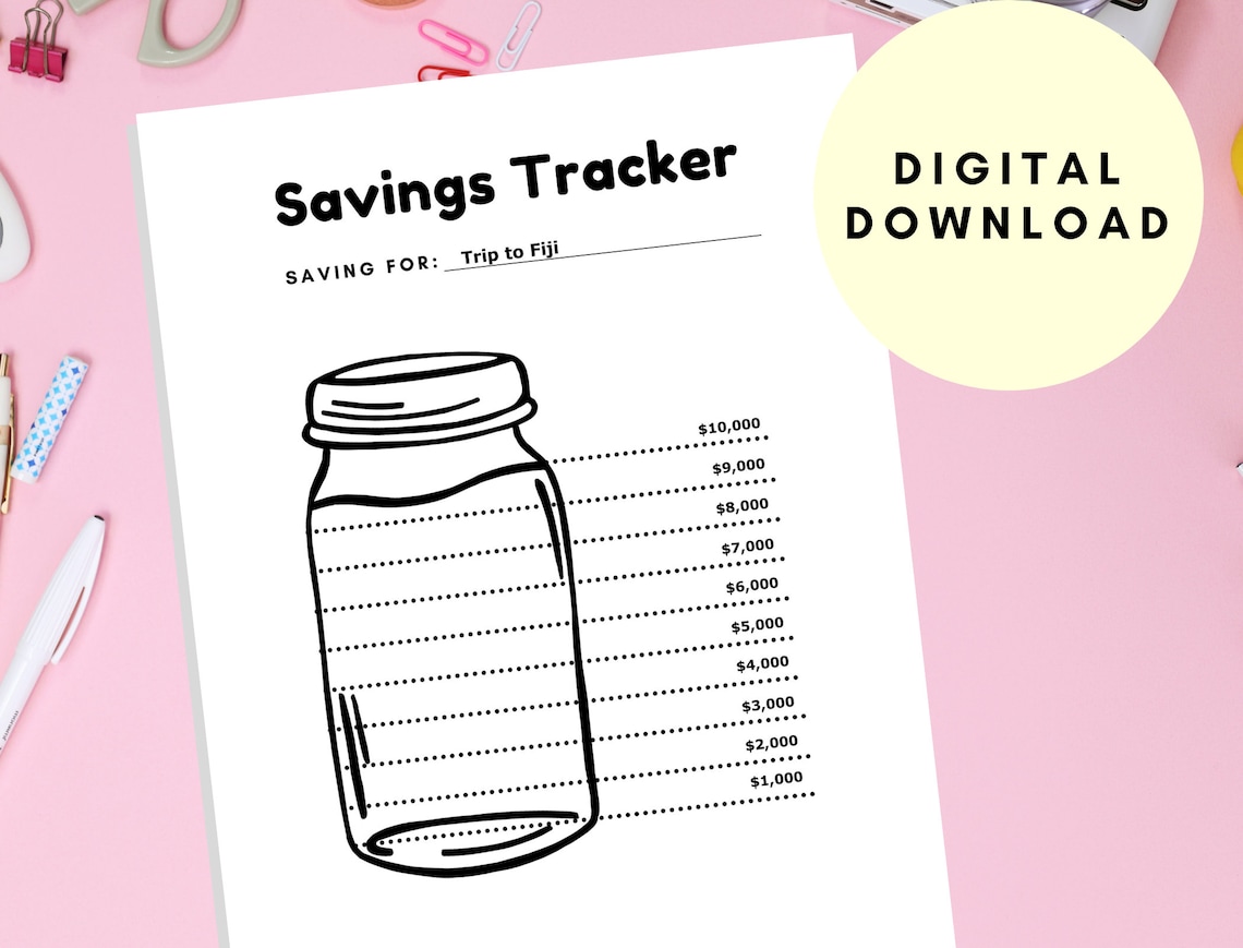 Printable Savings Jar Tracker, Printable Savings Tracker, Editable PDF ...