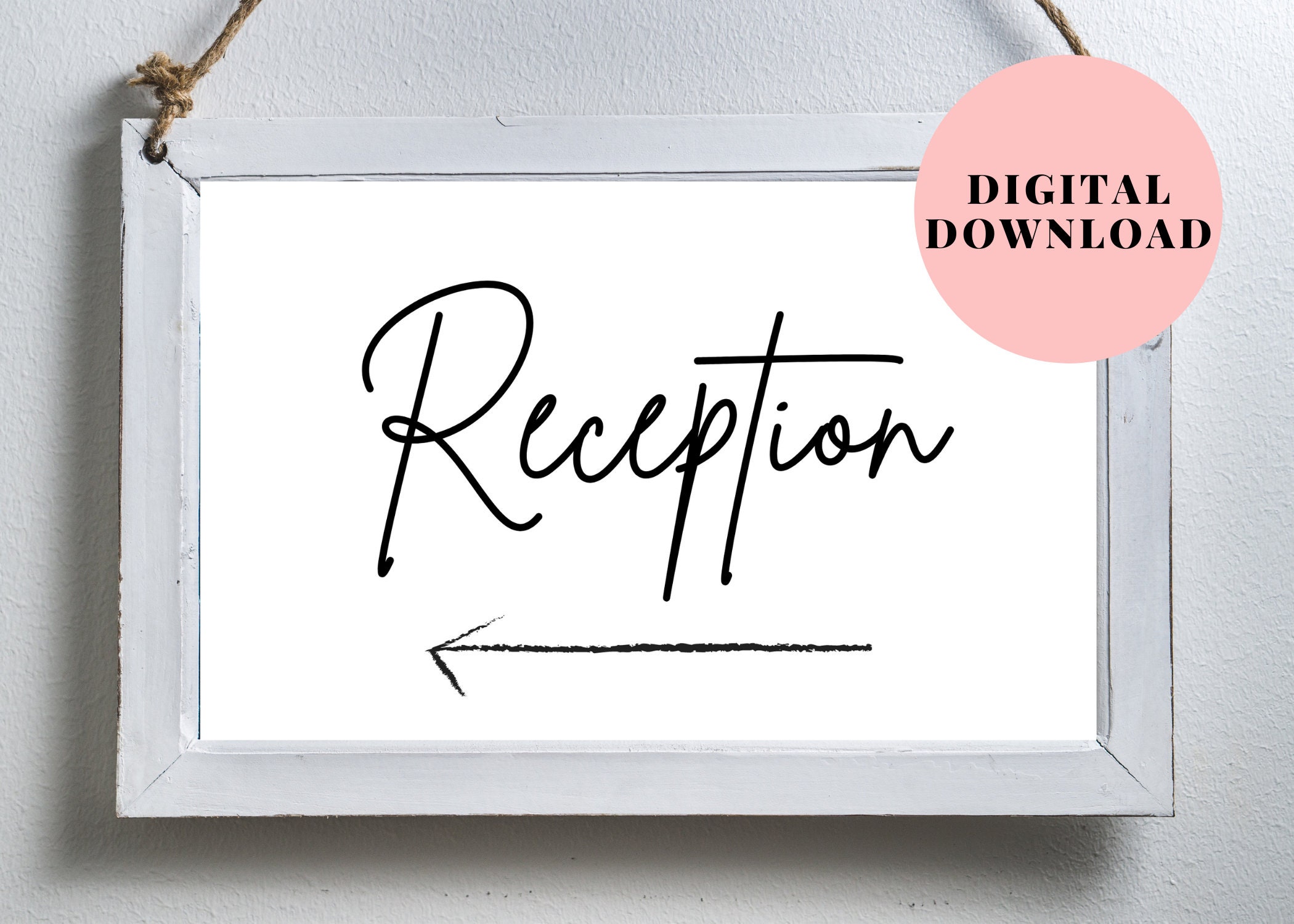 Cartel de recepción imprimible con flecha, Cartel de recepción de boda ...