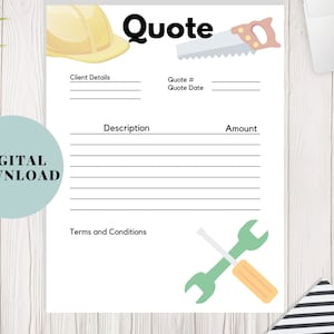Handyman Quote, Handyman Business Quote Form Template, Handyman Service ...