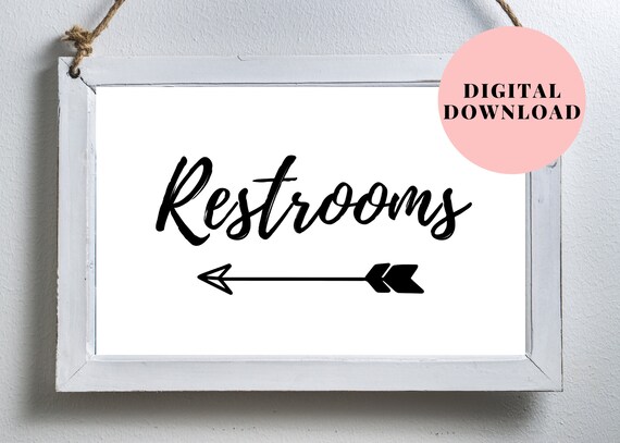 Printable Restroom Sign With Arrow Wedding Restroom Sign With | Etsy