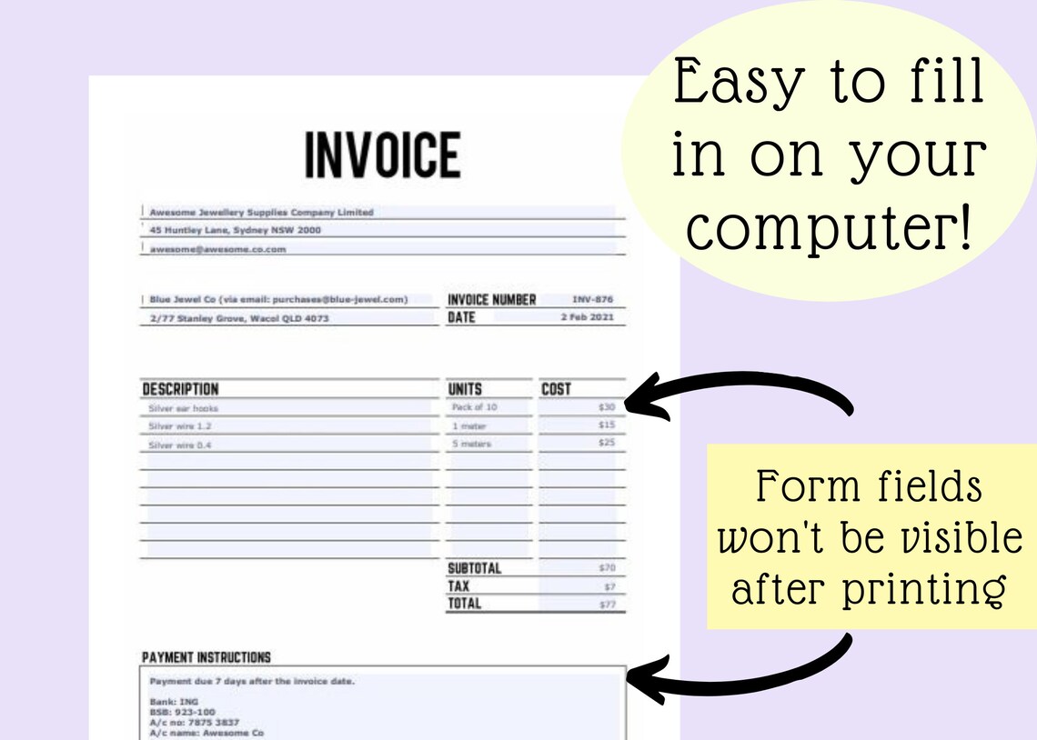 Editable PDF Invoice Template | Tax Invoice | Instant PDF Download | 8. ...