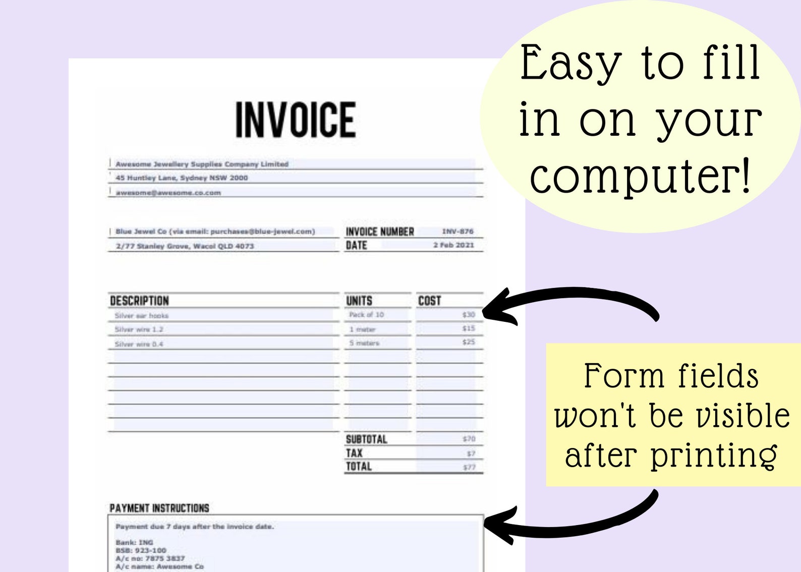 Editable PDF Invoice Template | Tax Invoice | Instant PDF Download | 8. ...