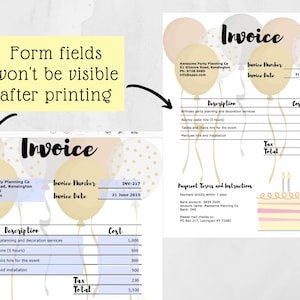 Event Planning Invoice Template and Receipt Template Bundle - Editable ...