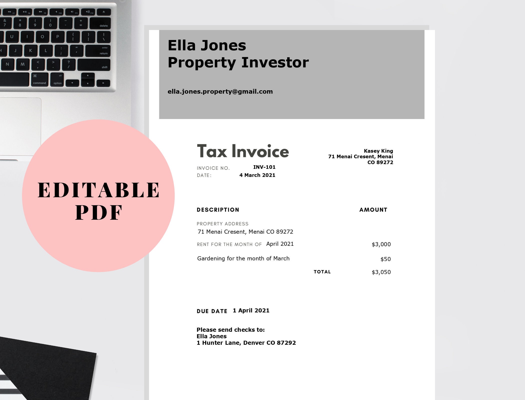 Rental Property Invoice Template, Rental Invoice for Property ...