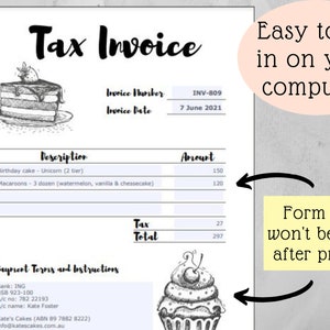 Cake Business Invoice Template, Cake Shop Receipt Template and Cake ...