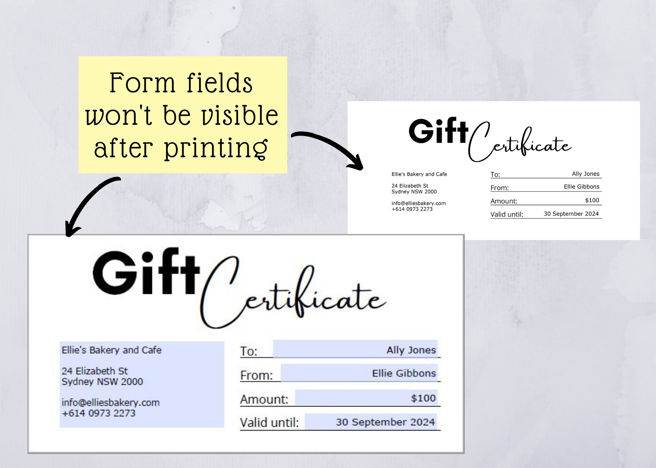 Gift Certificate Printable Template, Small Business Gift Card Template ...