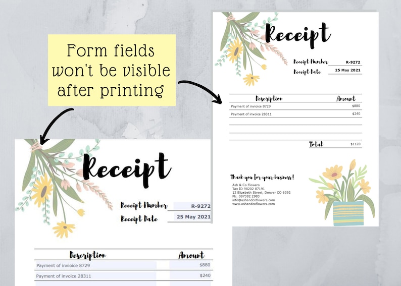 Flower Shop Invoice Template, Receipt Template, Quotation Form and ...