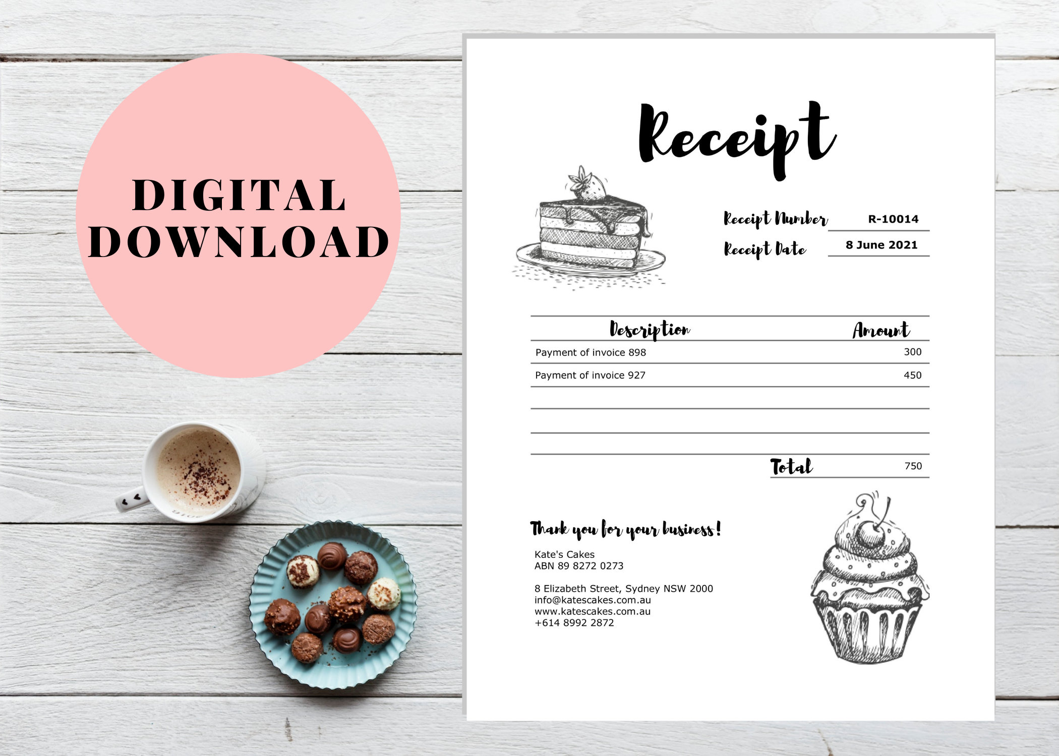 Cake Business Receipt Template Cake Store Receipt Template - Etsy Hong Kong