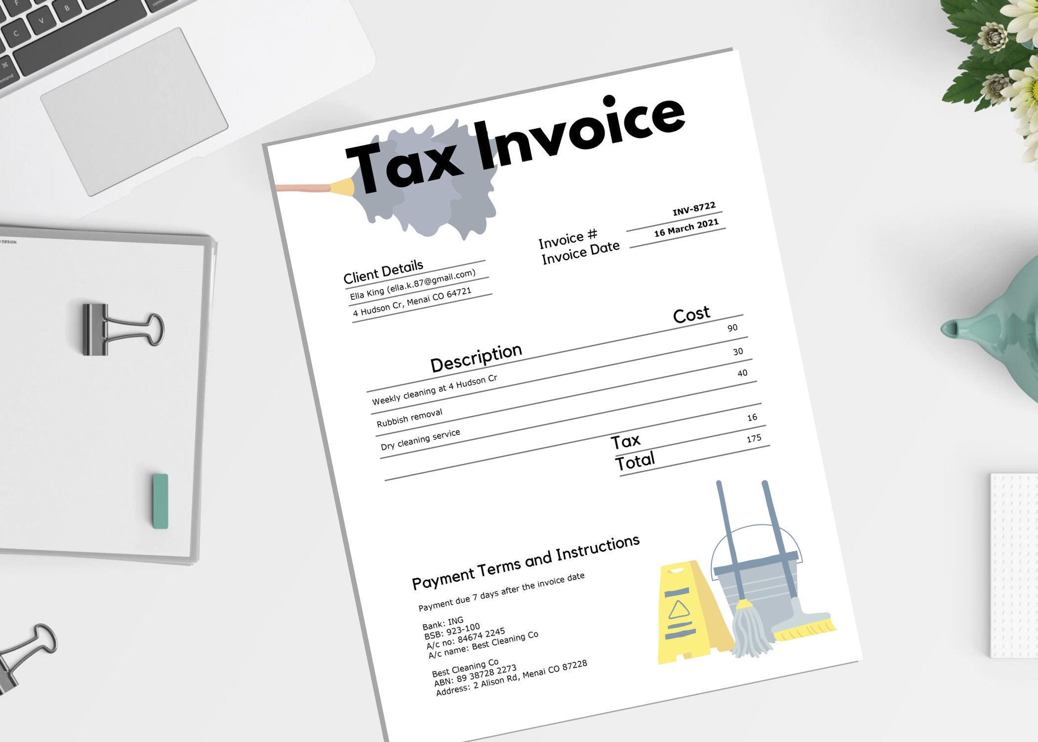 Cleaning Invoice, Cleaning Business Invoice Template, Cleaning Service ...