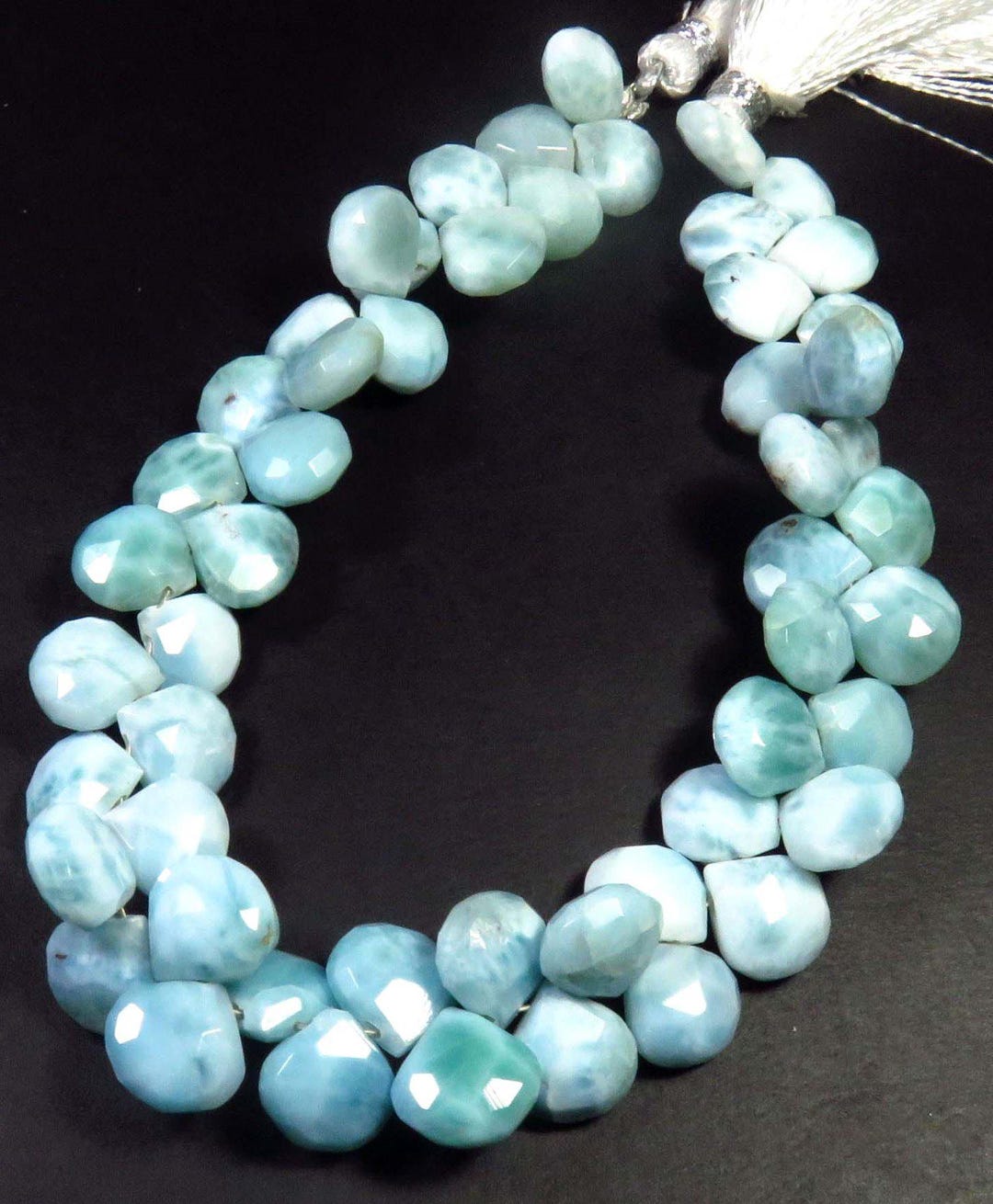 Blue Larimar Faceted Gemstone Beads, 8"strand, Heart Shape, 8.5-9 Mm ...