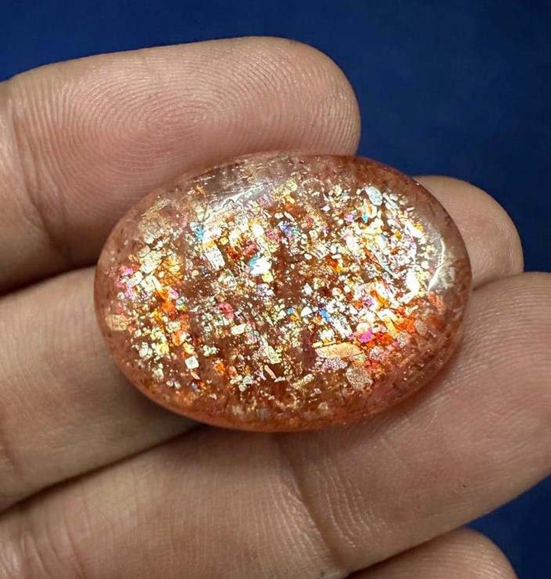 African Sunstone Gems, Natural Sunstone Gemstone, 23x18mm, Rainbow ...